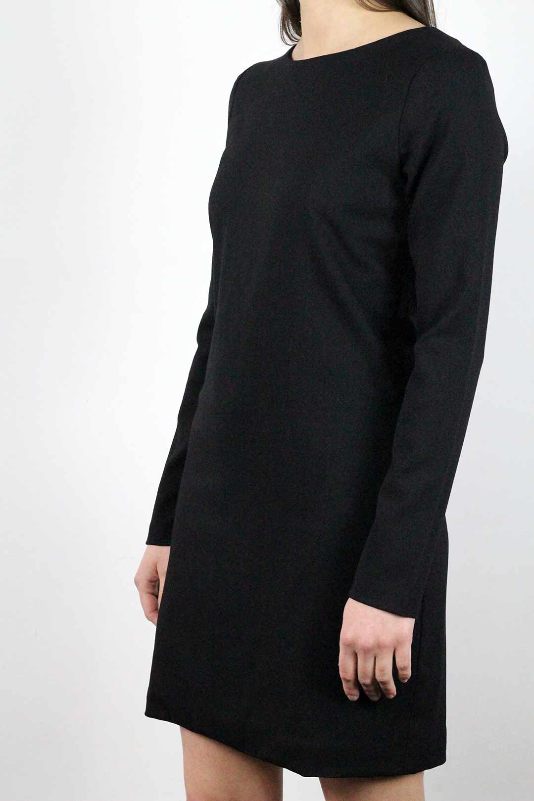 Robe Laine Noire Manche Longue Cintrée Atode Made In France