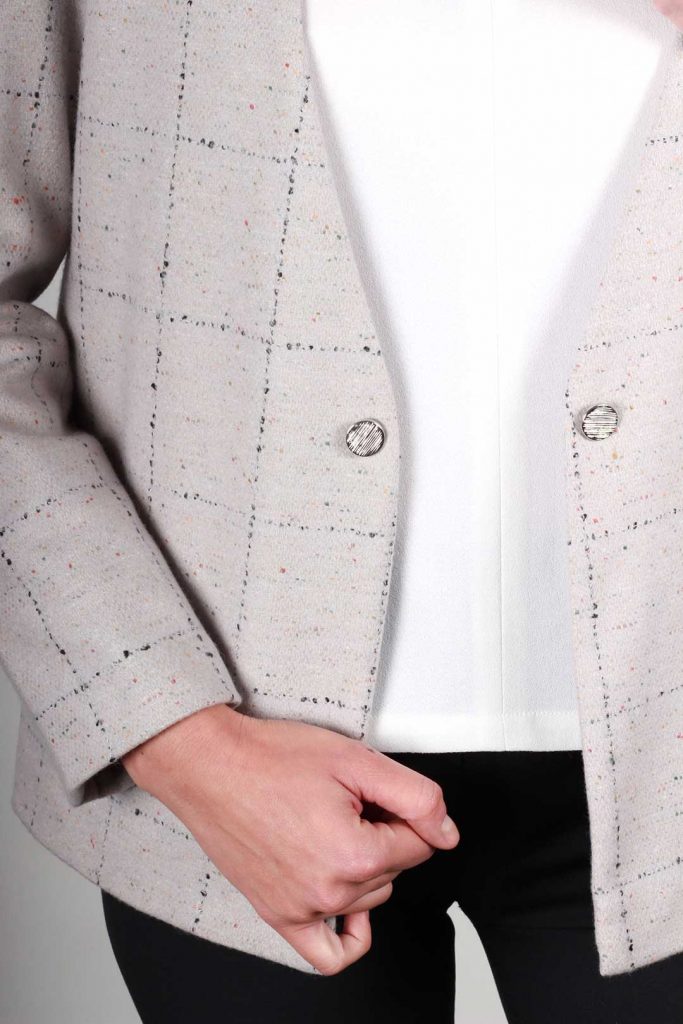 Veste Grise laine femme à carreaux ATODE - Made in France