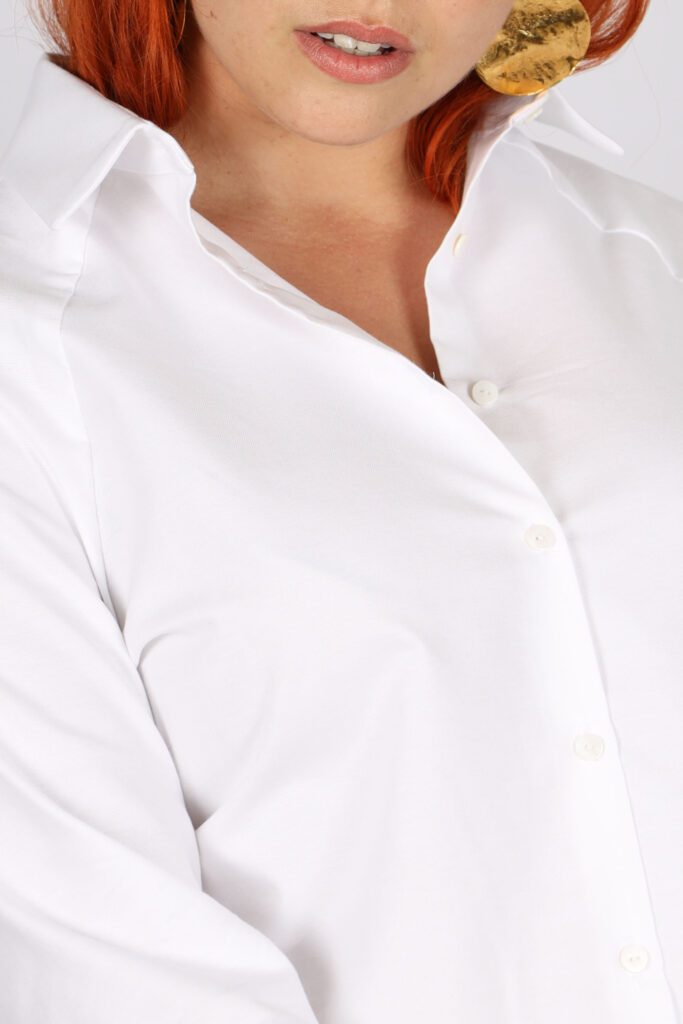Chemise blanche femme chic en coton oxford Oekotex ATODE
